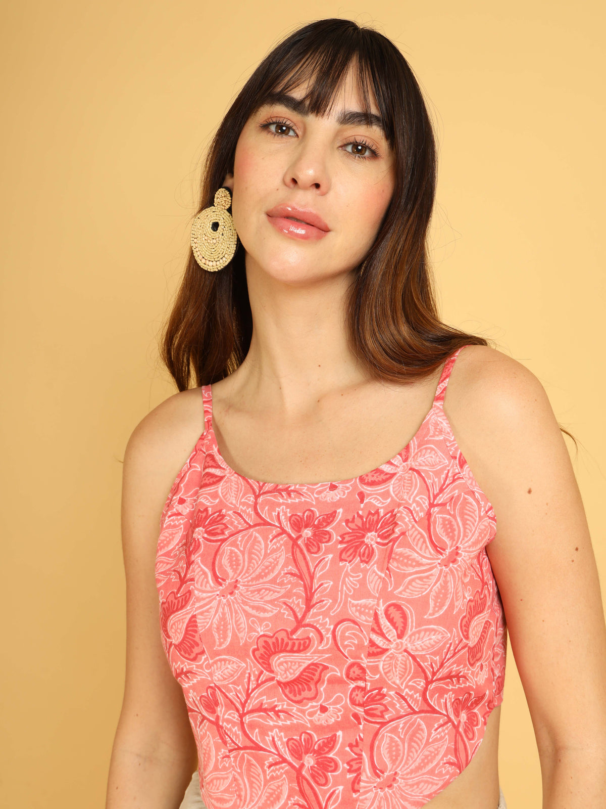 Kezia Crop Top | Pink U Shaped Crop Top With Tie Ups | Untung