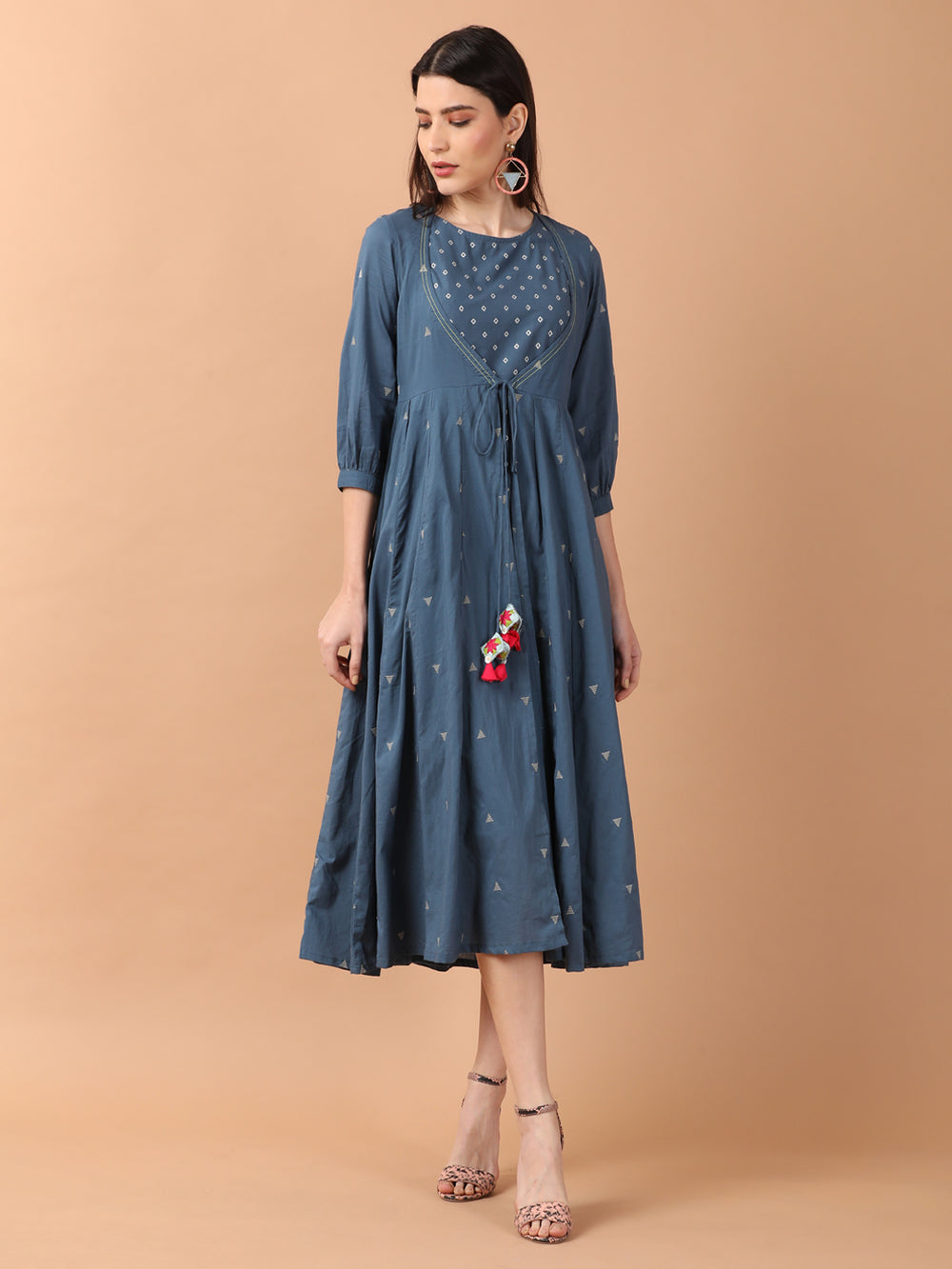 Nora layered Dress | Blue layered Midi Dress | Untung